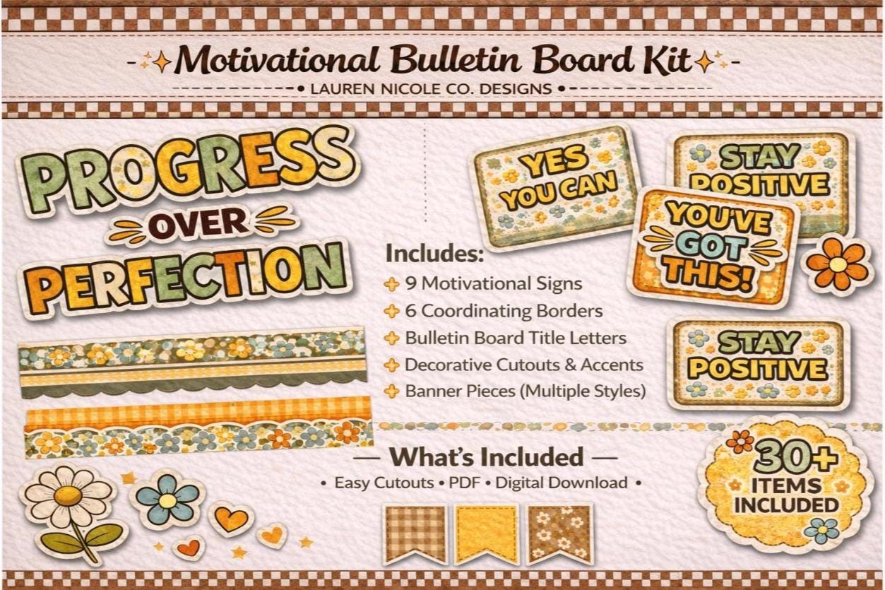 Motivational Bulletin Board Kit, Printable Wall Decor, Growth Mindset ...