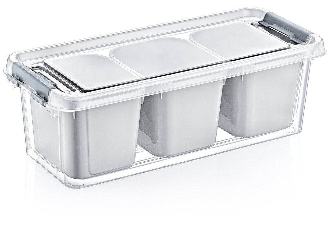 3 Compartment Plastic Storage Organiser Box Kitchen Bedroom Office ...