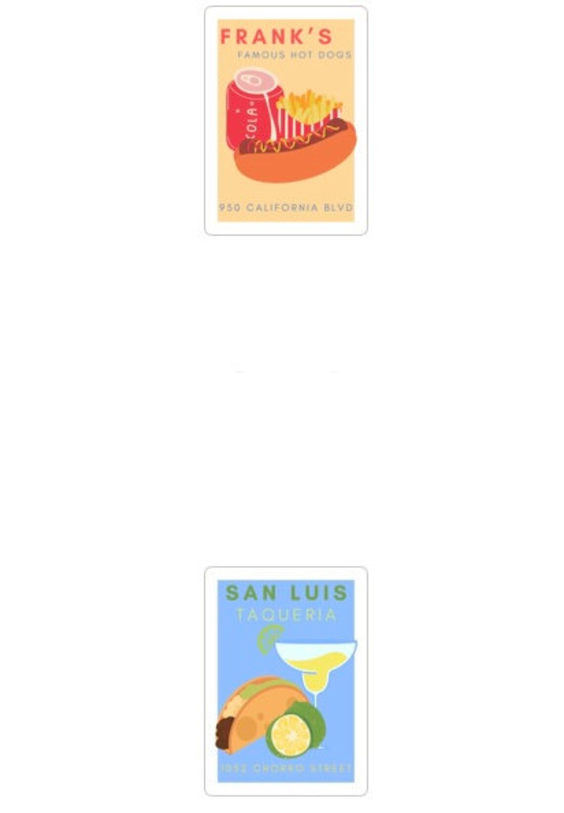 Custom College Town Cal Poly Poster Set -- SAN LUIS OBISPO Restaurants ...