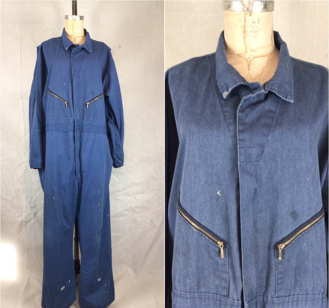 Vintage 70s Coveralls | Vintage Blue Cotton Jumpsuit | 1970s Walls ...
