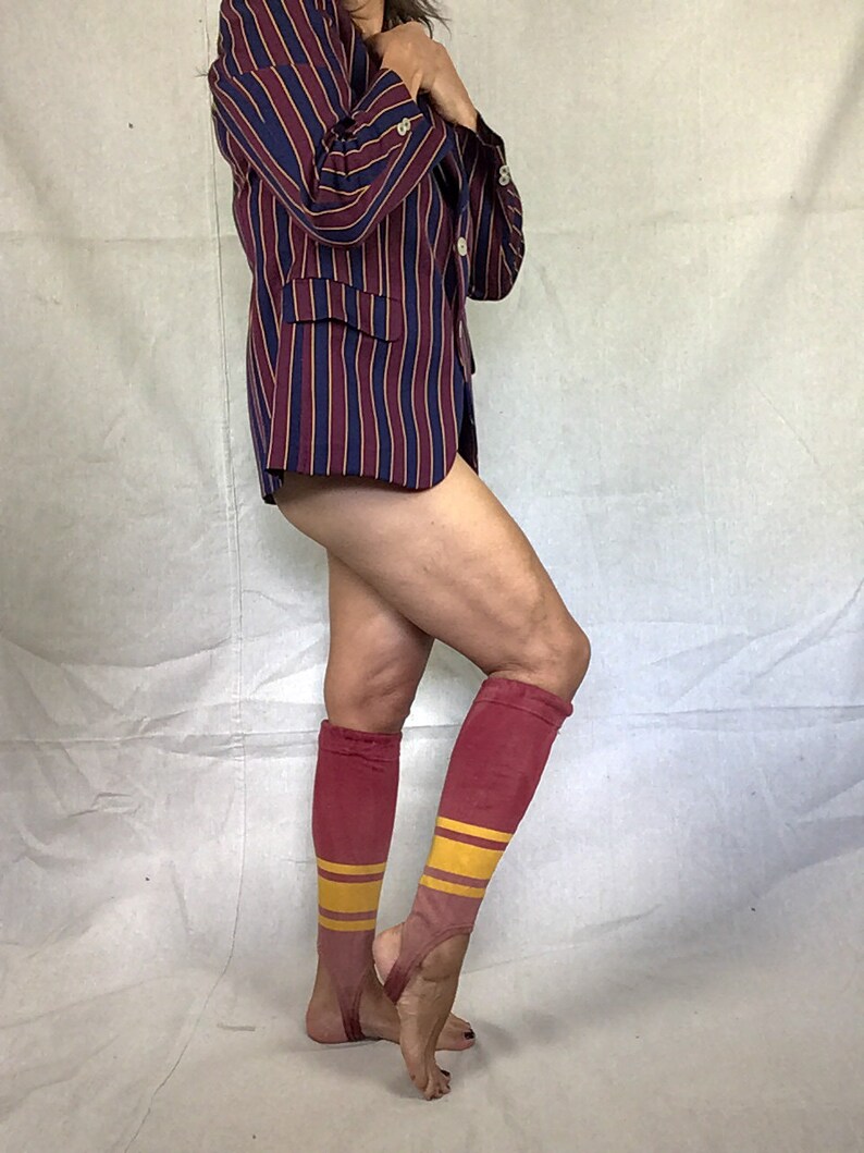 Vintage 50s Stirrups | Vintage Burgundy Cotton Stirrup Socks | 1950s ...