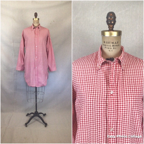 Womens Red and White Checked Shirt - Etsy