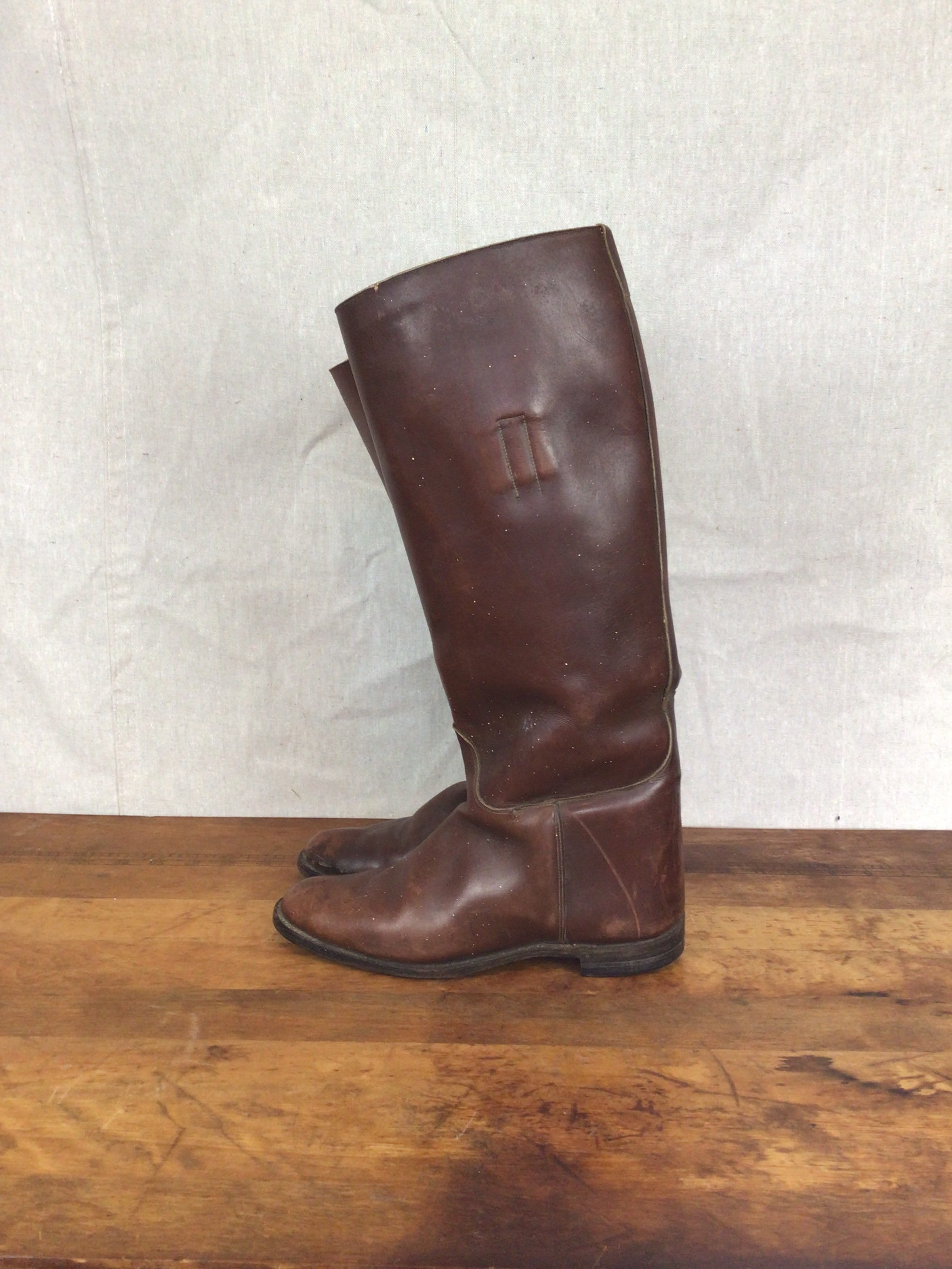 Vintage Riding Boots | Vintage Brown Leather Western Boots | Brown ...