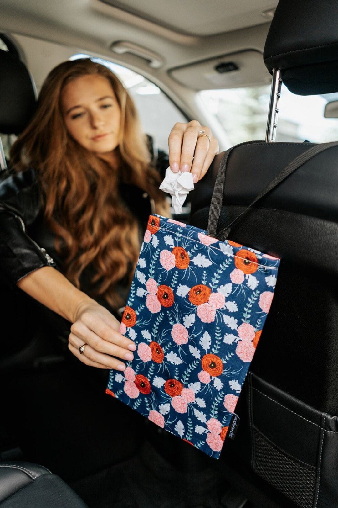 Floral Wipeable Car Trash Bag With Liner - Etsy
