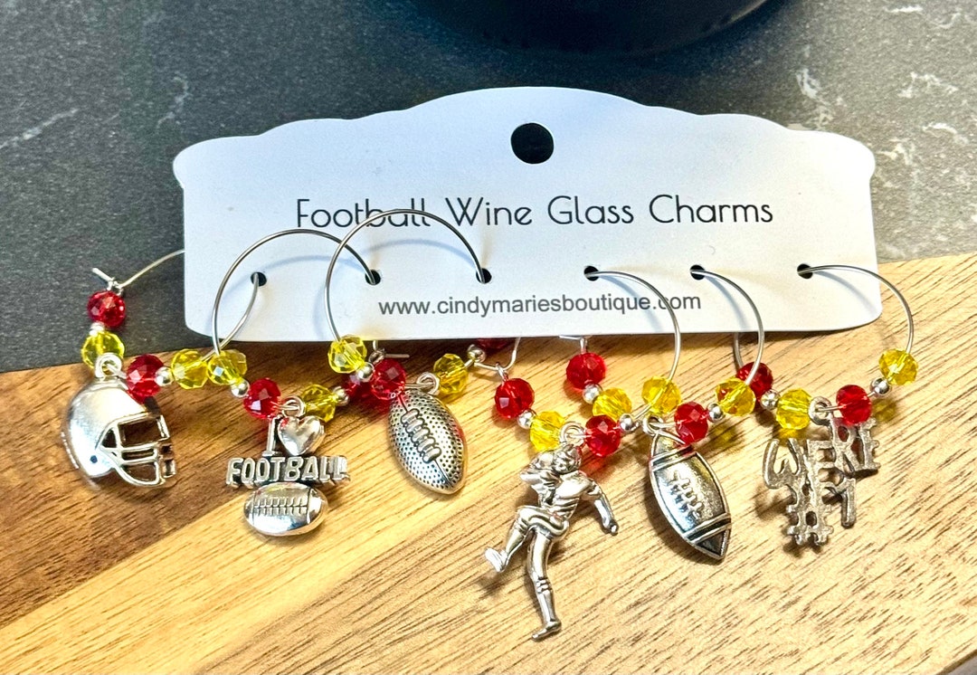 Kansas City Chiefs Football Wine Glass Charms Set of Six - Etsy