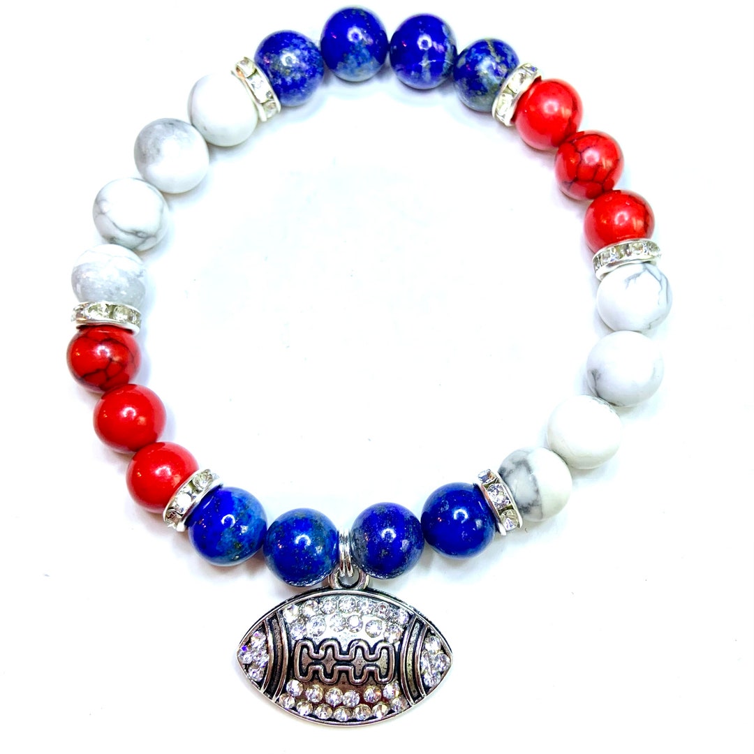 Buffalo Bills Beaded Charm Bracelet With Rhinestone Football Charm - Etsy
