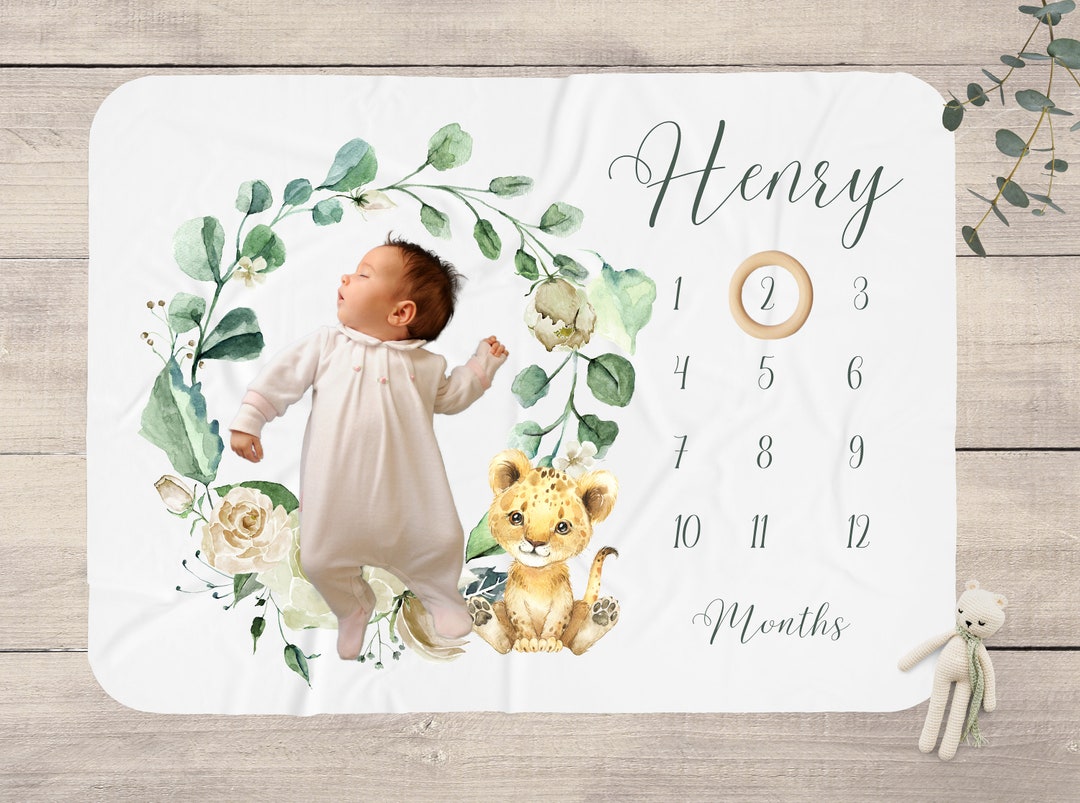 Lion Milestone Blanket Boy Milestone Mat Personalised - Etsy