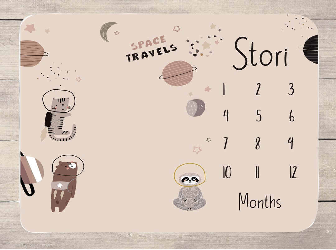 Pastel Space Themed Milestone Blanket Neutral Tone Milestone - Etsy