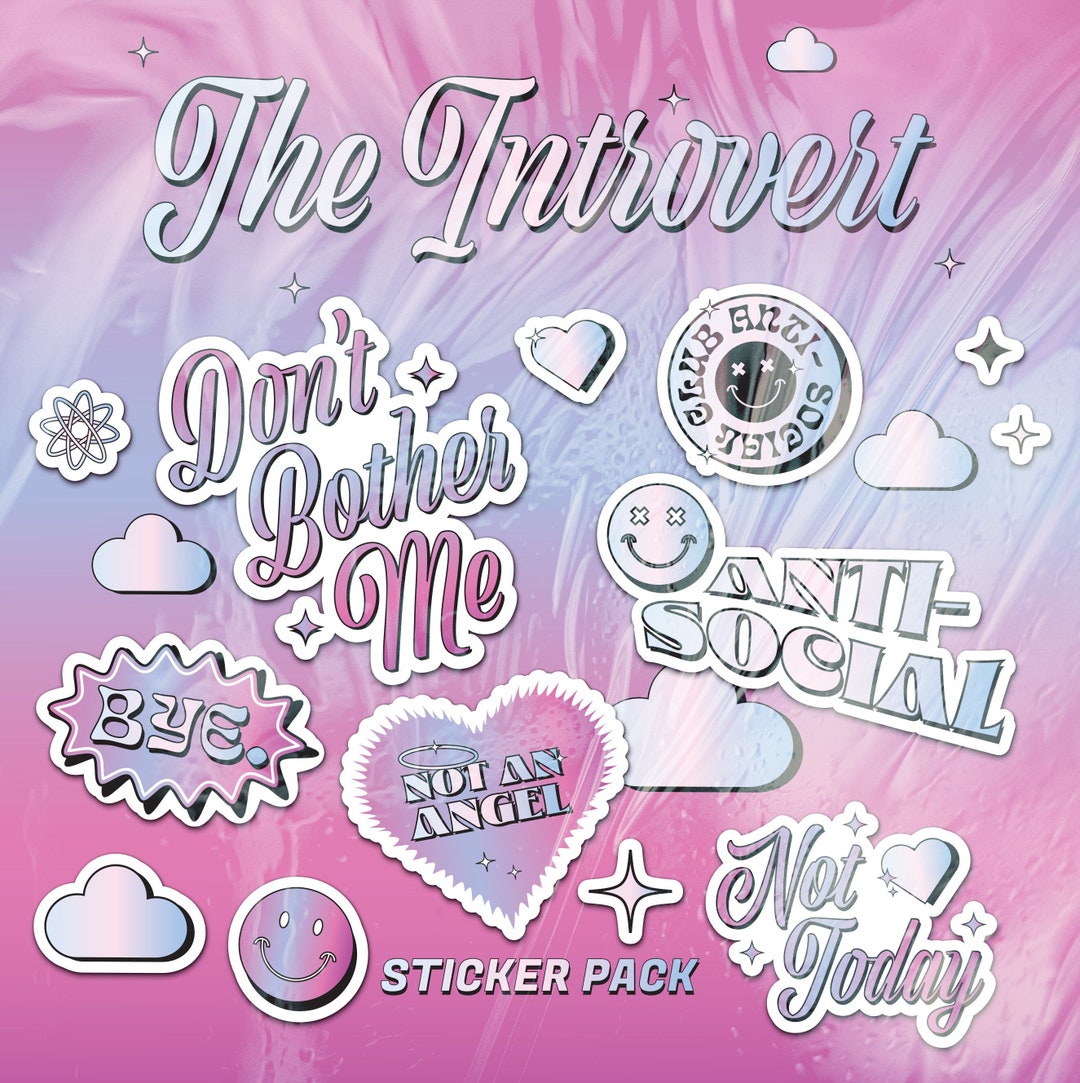 The Introvert Sticker Pack Holographic Stickers 90's Aesthetic Y2K - Etsy