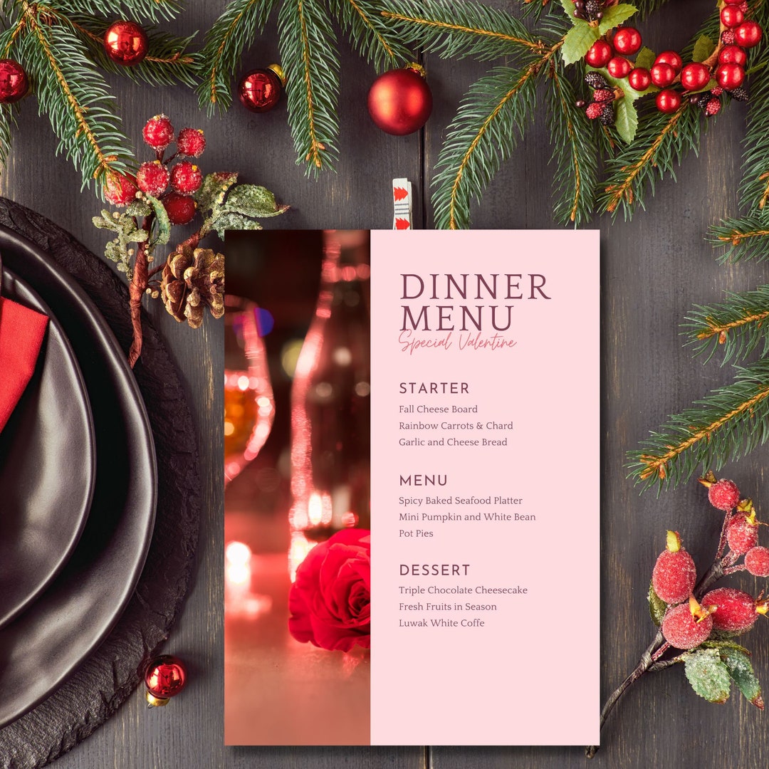 Instant Digital Download Minimalist Dinner Menu Card Modern Retro Menu ...