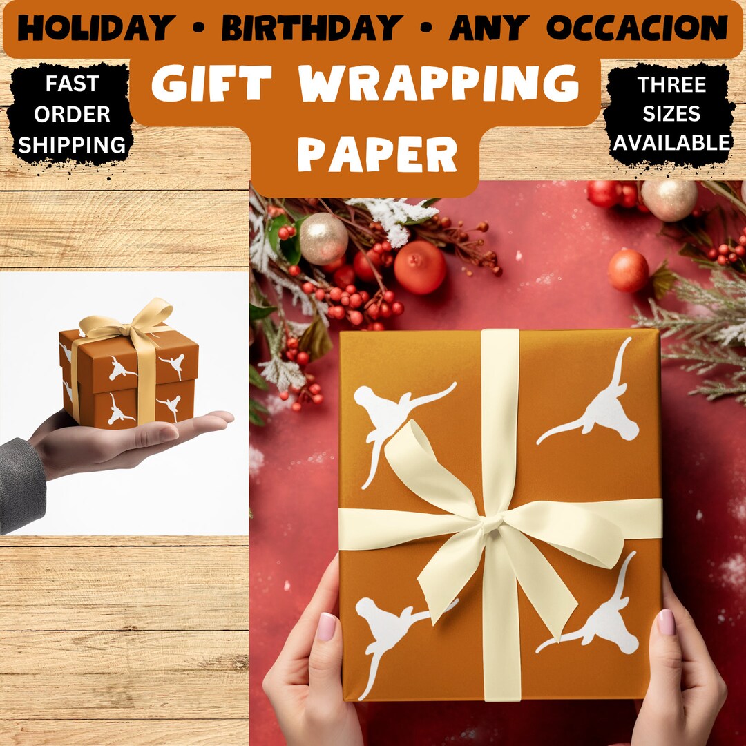 Trending Texas Longhorn Logo Holiday Gift Wrapping Paper Christmas ...
