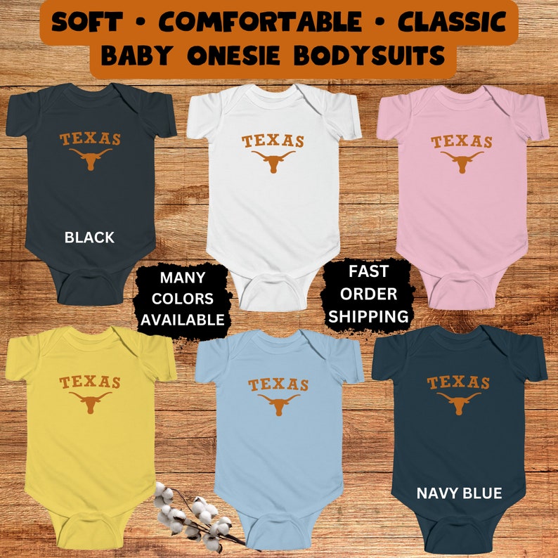 Texas Longhorn Newborn Infant Toddler Baby Onesie Bodysuit Longhorn ...