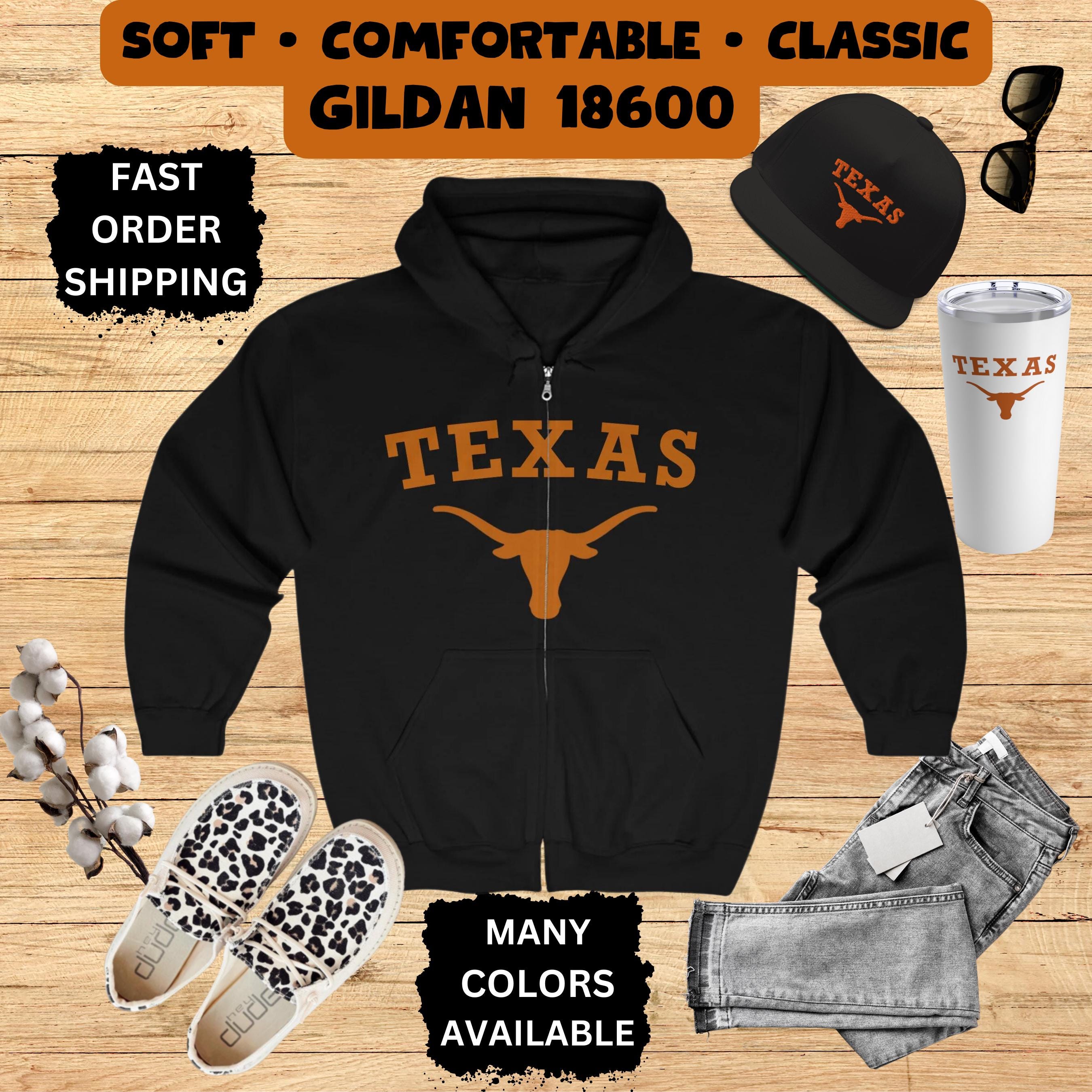 Texas Longhorn Zip Hooded Sweatshirt for Mom Dad Girl Boy UT Alumni Zip ...