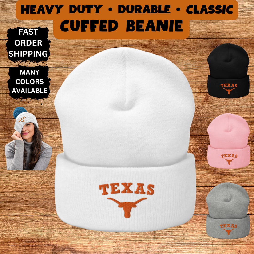 Embroidered Texas Longhorn Winter Beanie Hats Skull Cap Toboggan Toque ...