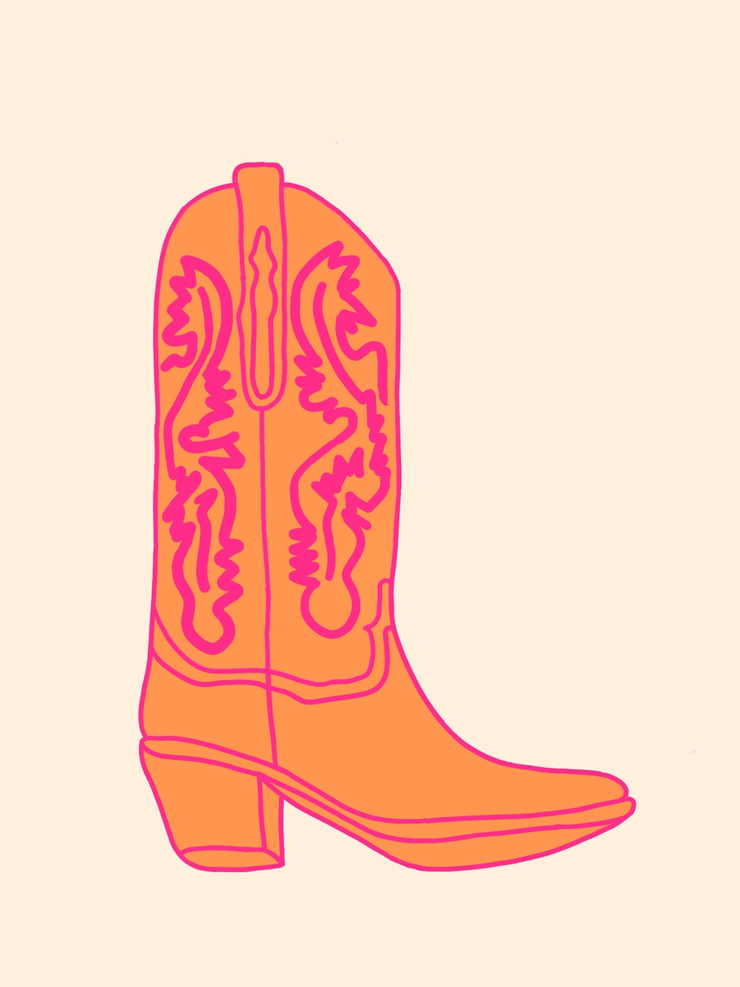 Trendy Cowboy Boot Wall Art Print - Etsy