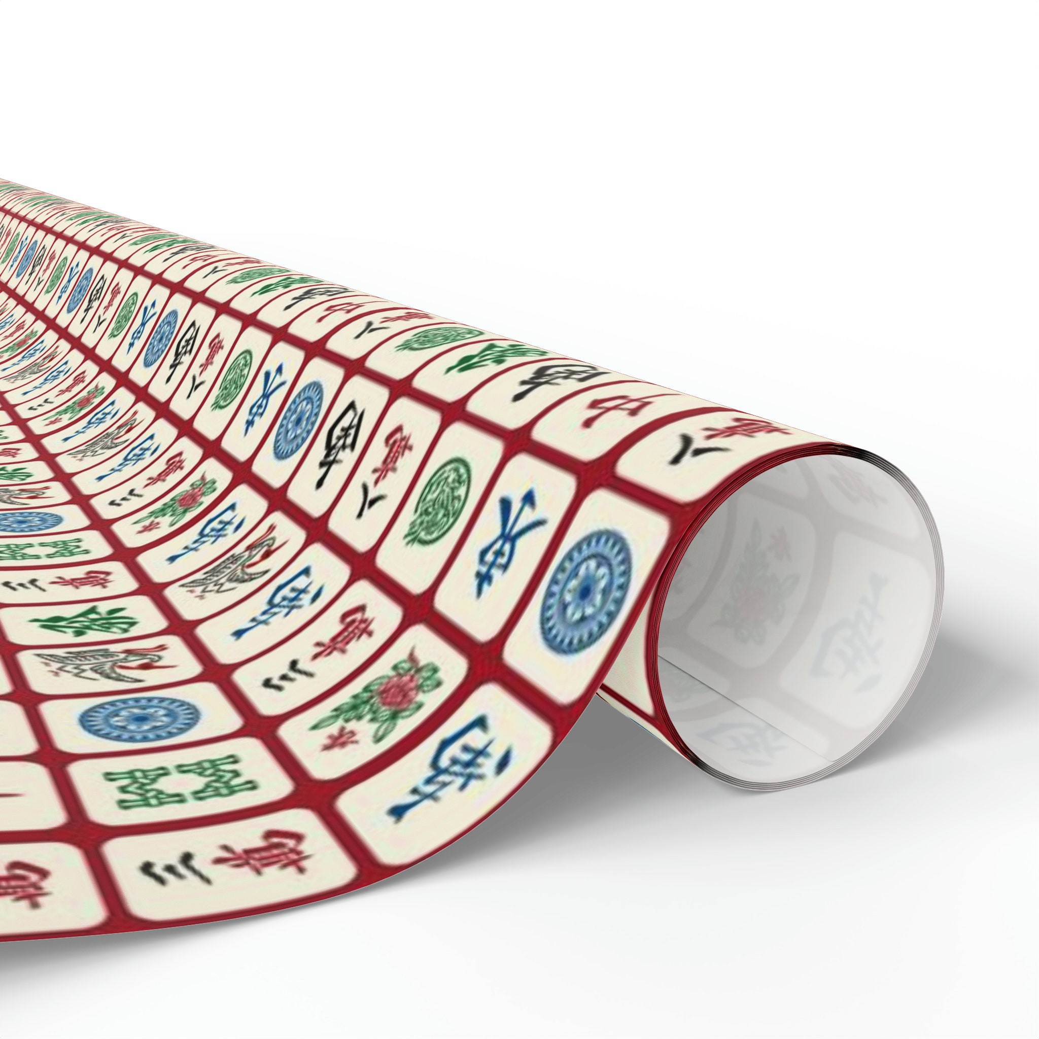 Elegant Mahjong Tile Pattern Gift Wrap, Vintage Inspired Wrapping Paper ...
