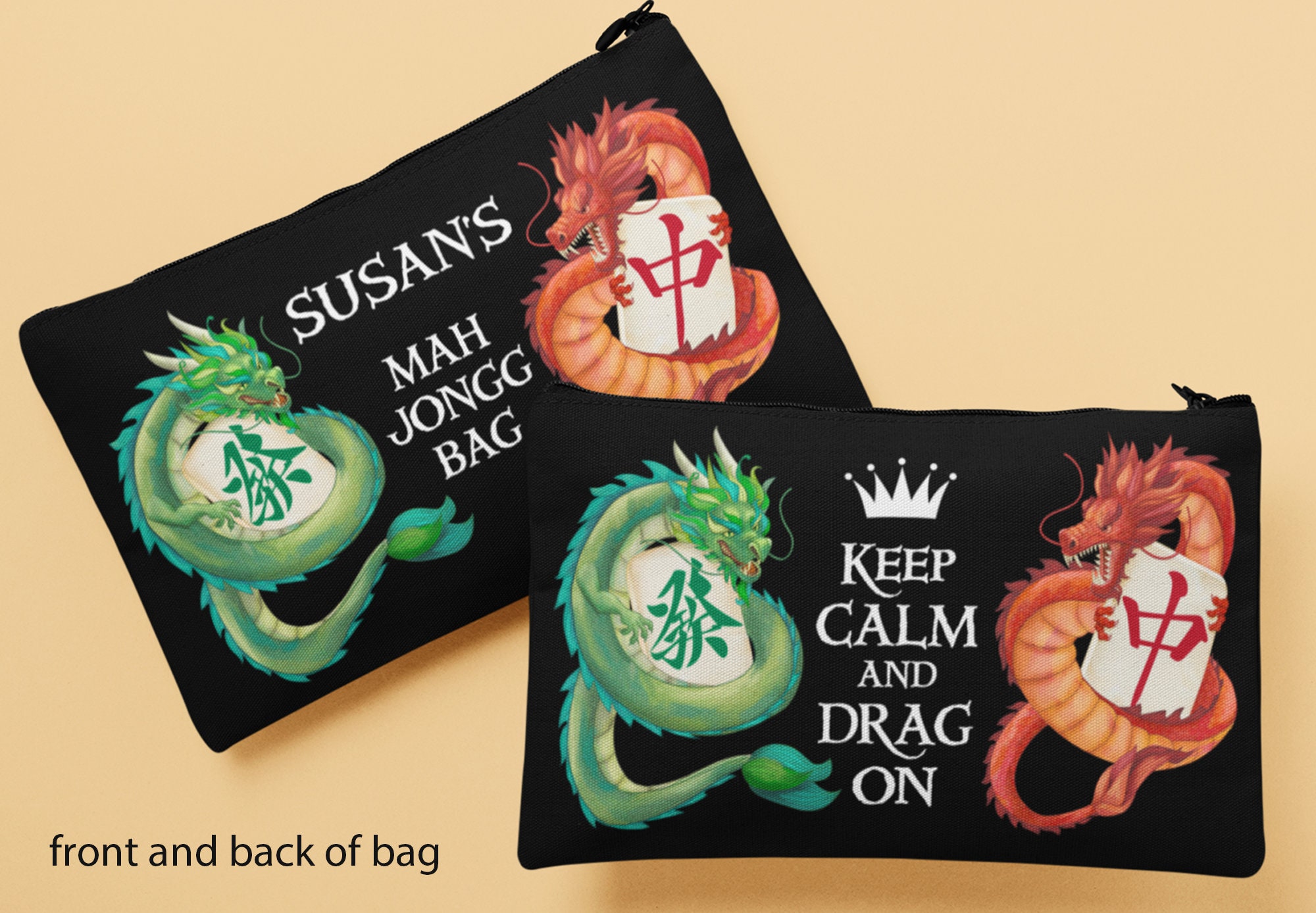 Mahjong Card and Coin Pouch, A Personalized Stylish Zipper Bag With ...