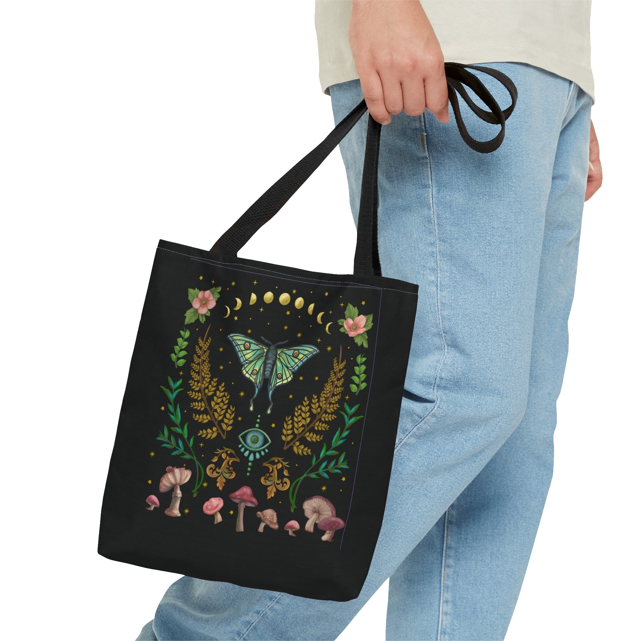 Mystical Luna Moth Tote Bag, Cottagecore Botanical Fashion Accessory ...