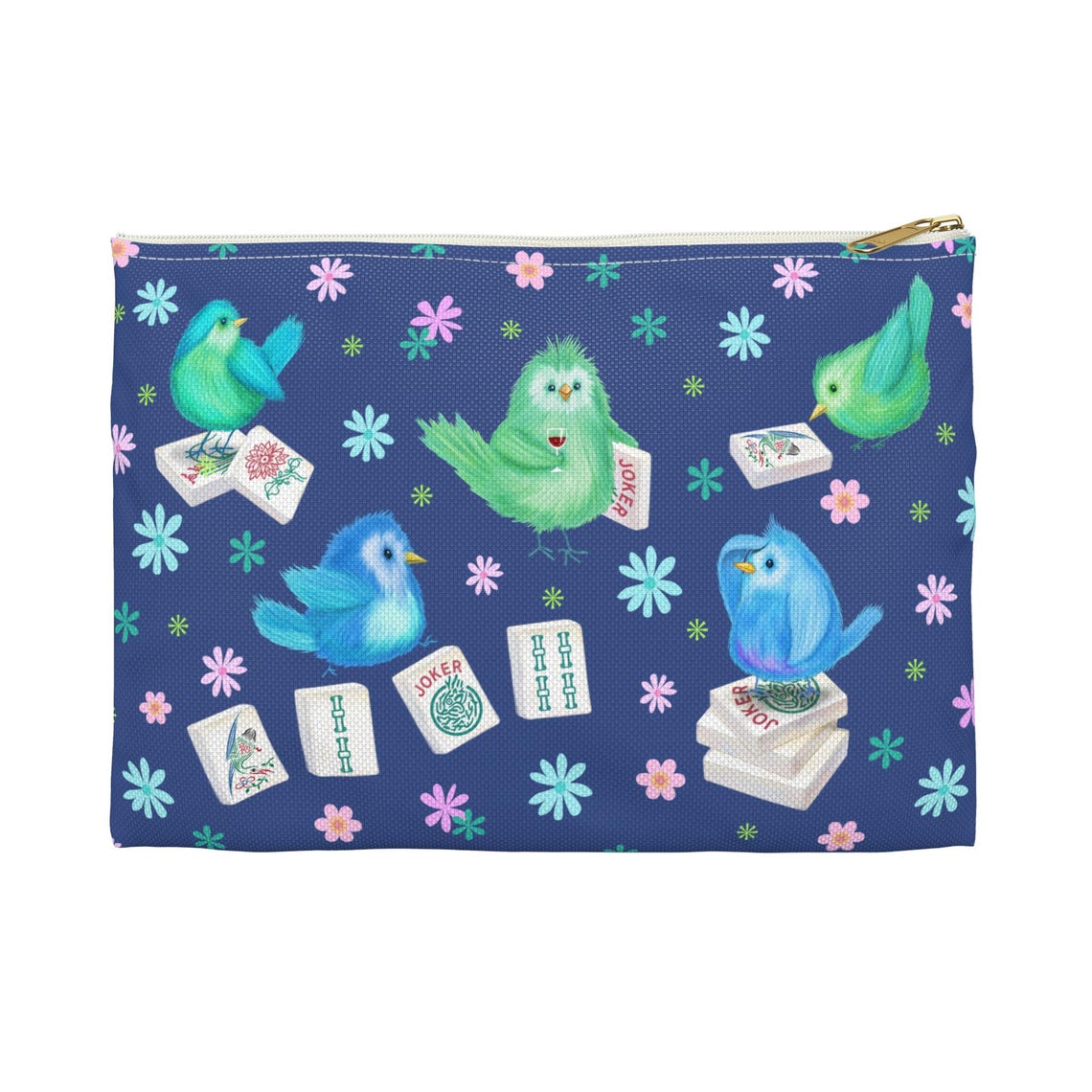 Mahjong Sparrow Card and Coin Pouch, Playful Birds Design, Perfect Gift ...