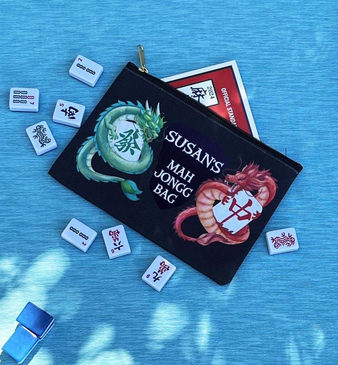 Mahjong Card and Coin Pouch, A Personalized Stylish Zipper Bag With ...