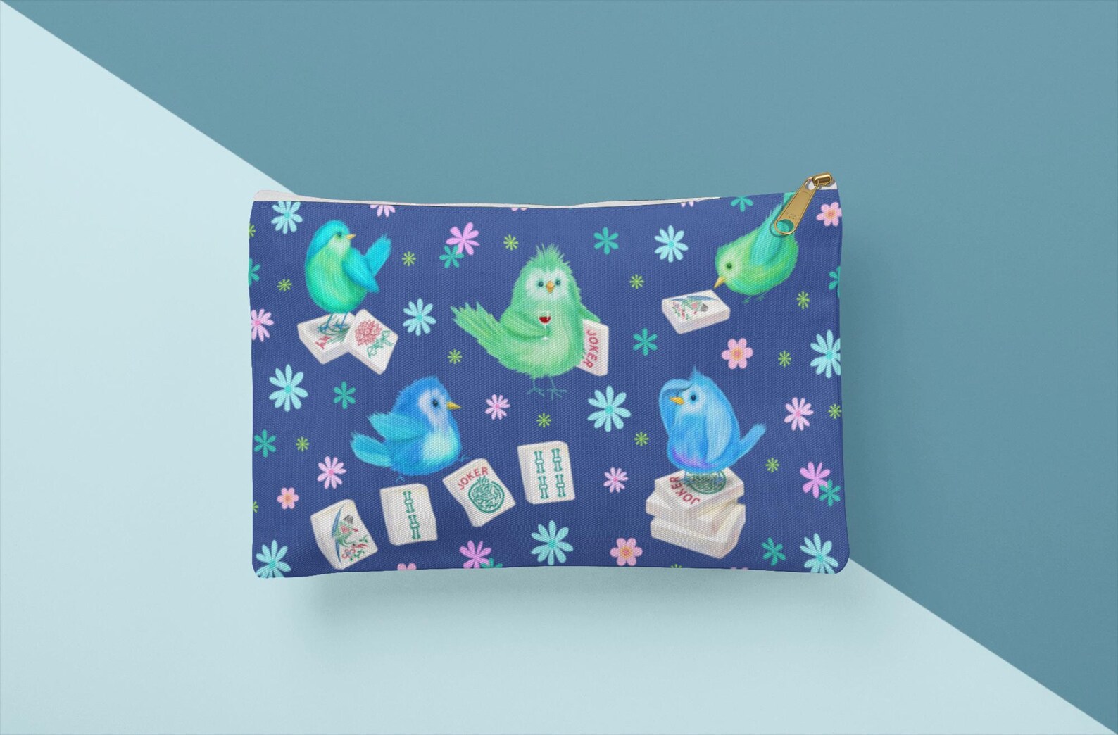 Mahjong Sparrow Card and Coin Pouch, Playful Birds Design, Perfect Gift ...