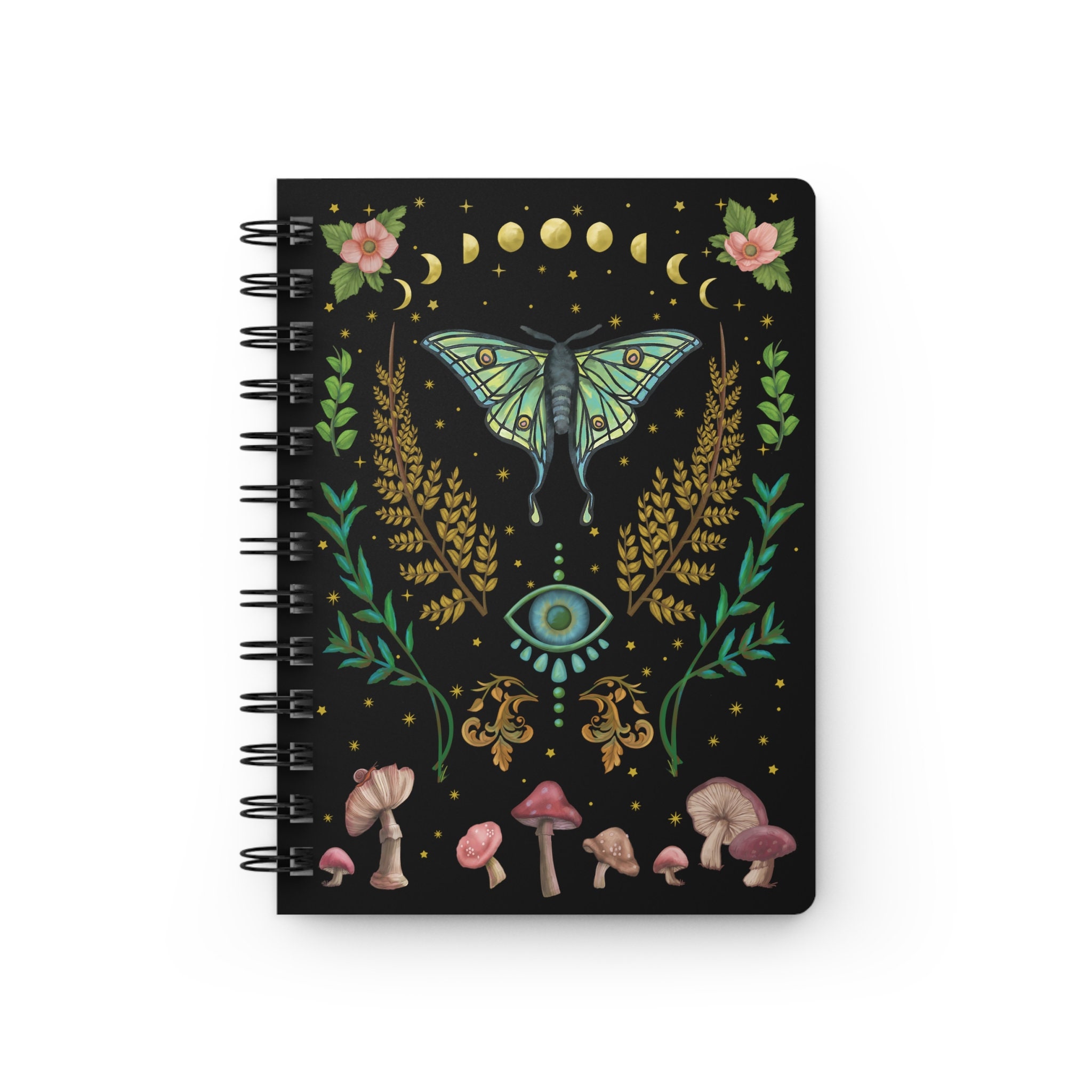 Mystical Luna Moth Journal, Soft Cover Lined Spiral Notebook, Nature ...