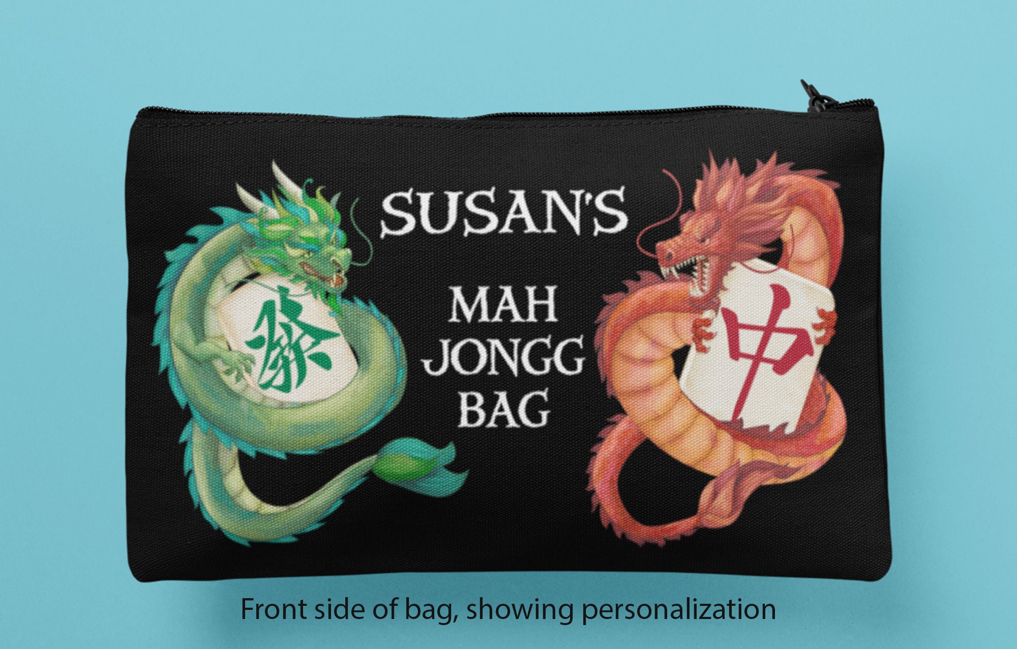 Mahjong Card and Coin Pouch, A Personalized Stylish Zipper Bag With ...