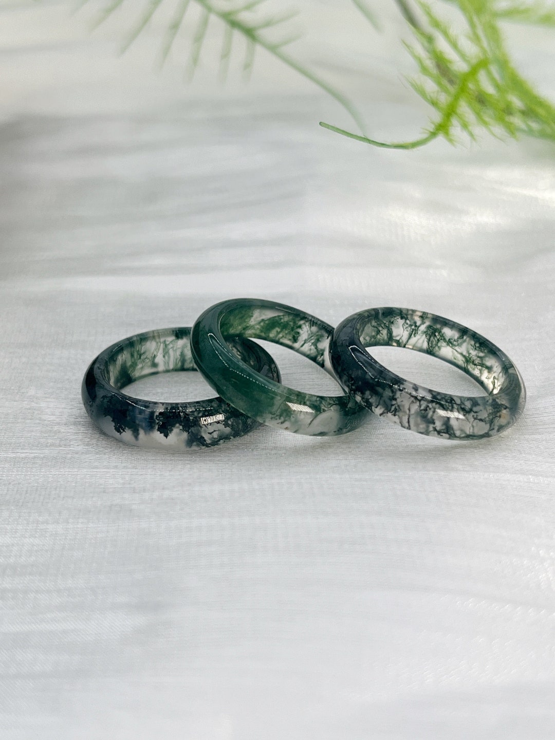 Dendritic Moss Agate Ring Moss Agate Stone Band Ring Taurus Birthstone ...
