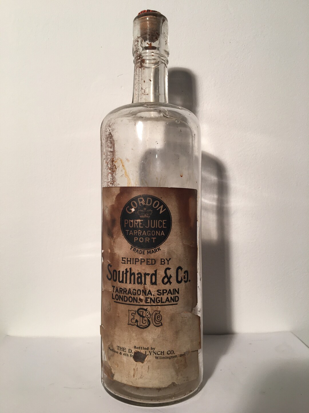 Pre-prohibition Antique Glass Spirits Bottle Whiskey Preserved Paper ...