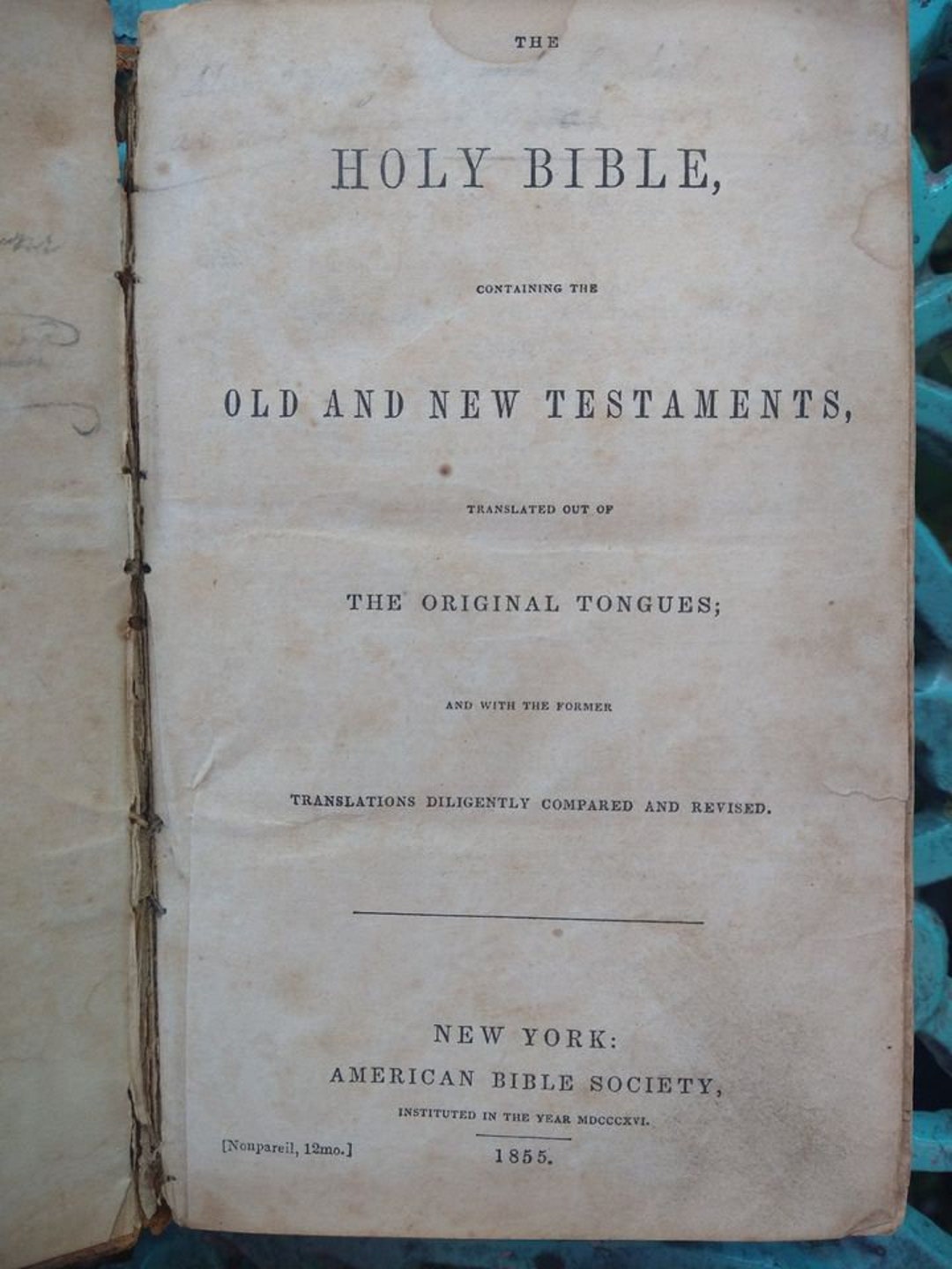1855 Holy Bible Antique New York: American Bible Society, Old and New ...