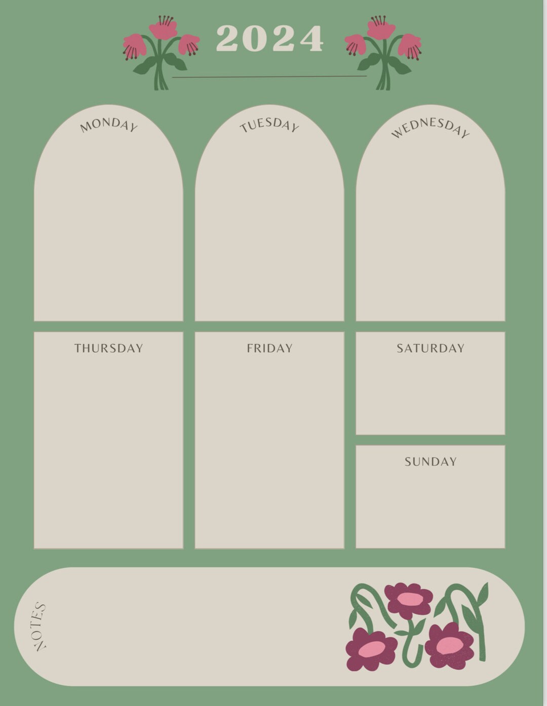 Green Weekly Planner - Etsy
