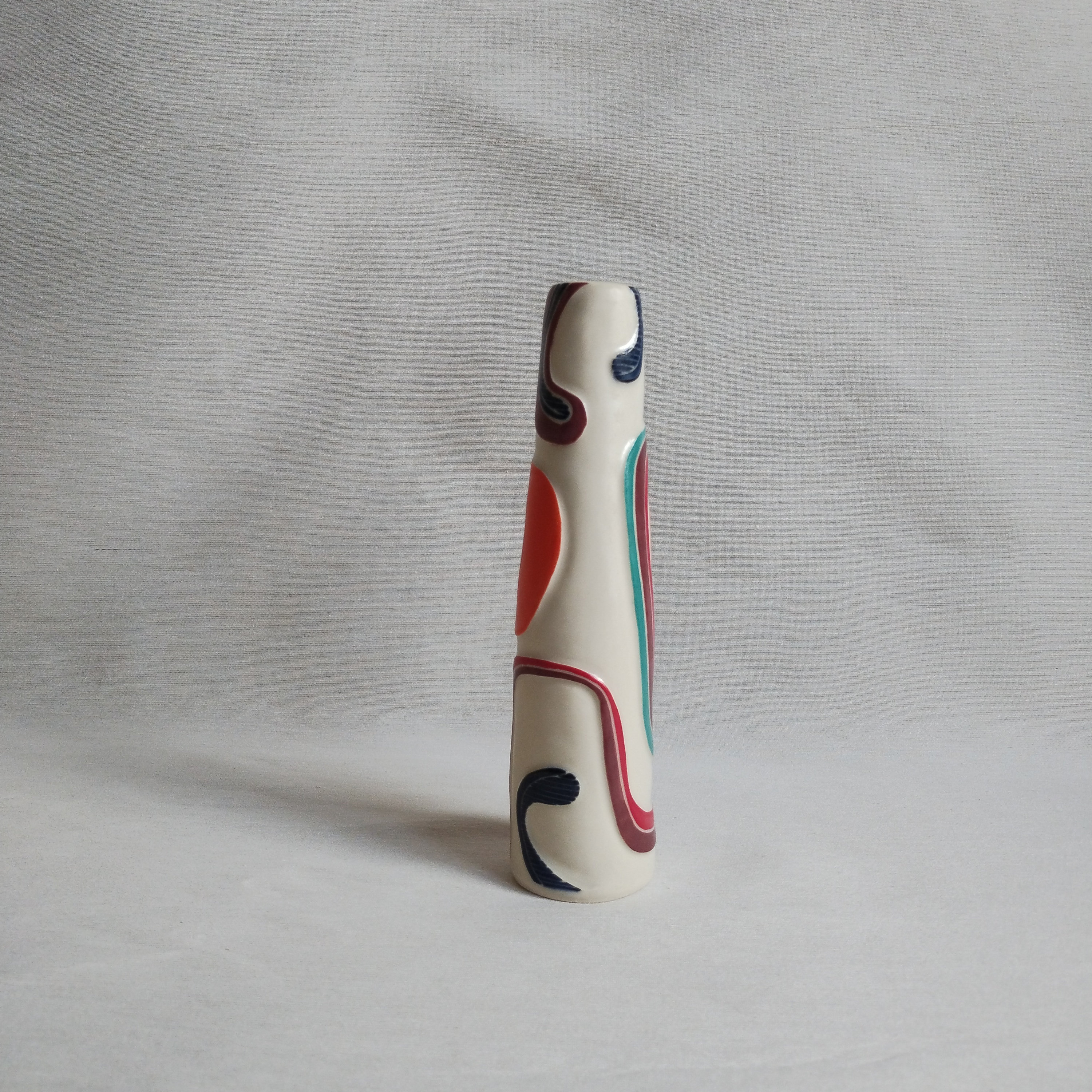 Handbuilt Porcelain Stem Vase, Bud Vase, With Colorful Abstract ...
