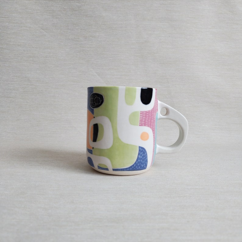 Handbuilt Porcelain Mug With Underglaze Painting and Sgraffito Carving ...
