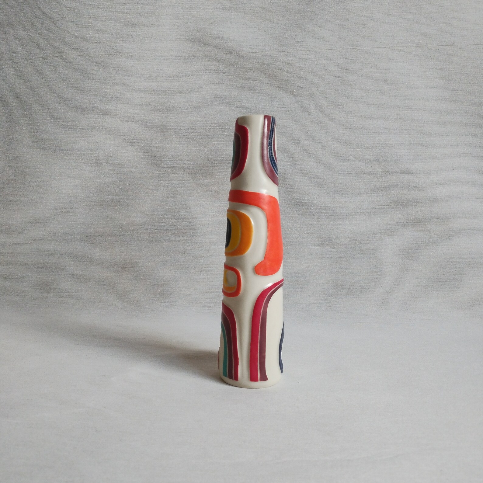 Handbuilt Porcelain Stem Vase, Bud Vase, With Colorful Abstract ...