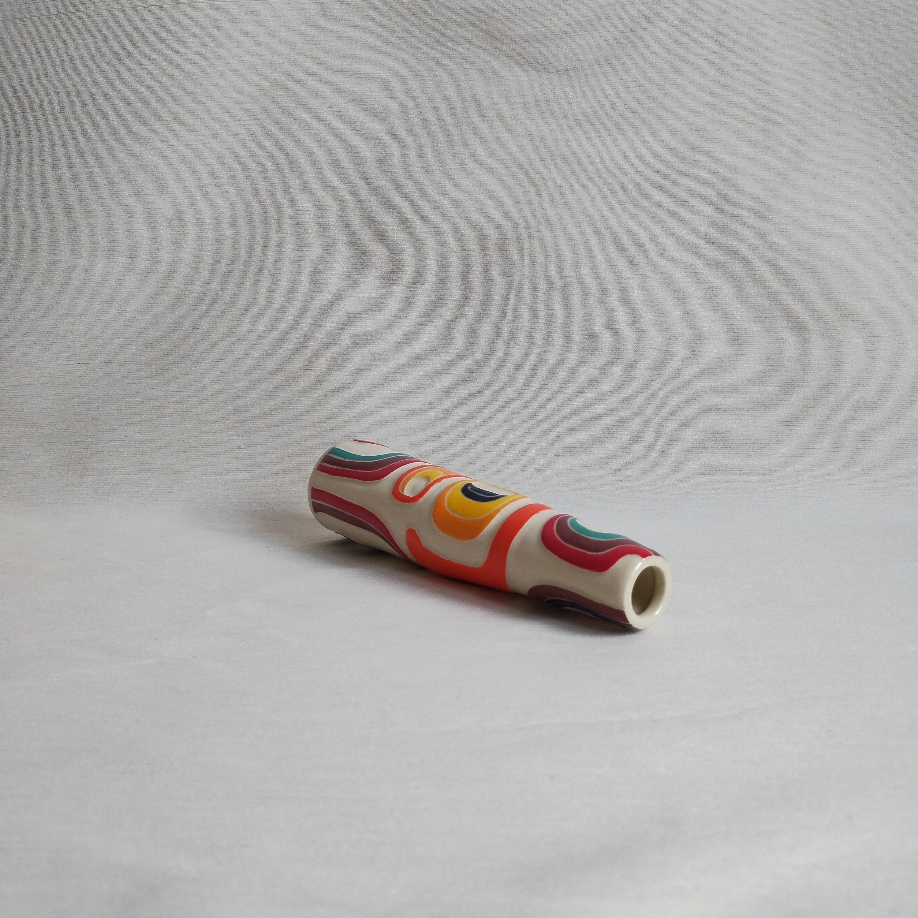 Handbuilt Porcelain Stem Vase, Bud Vase, With Colorful Abstract ...