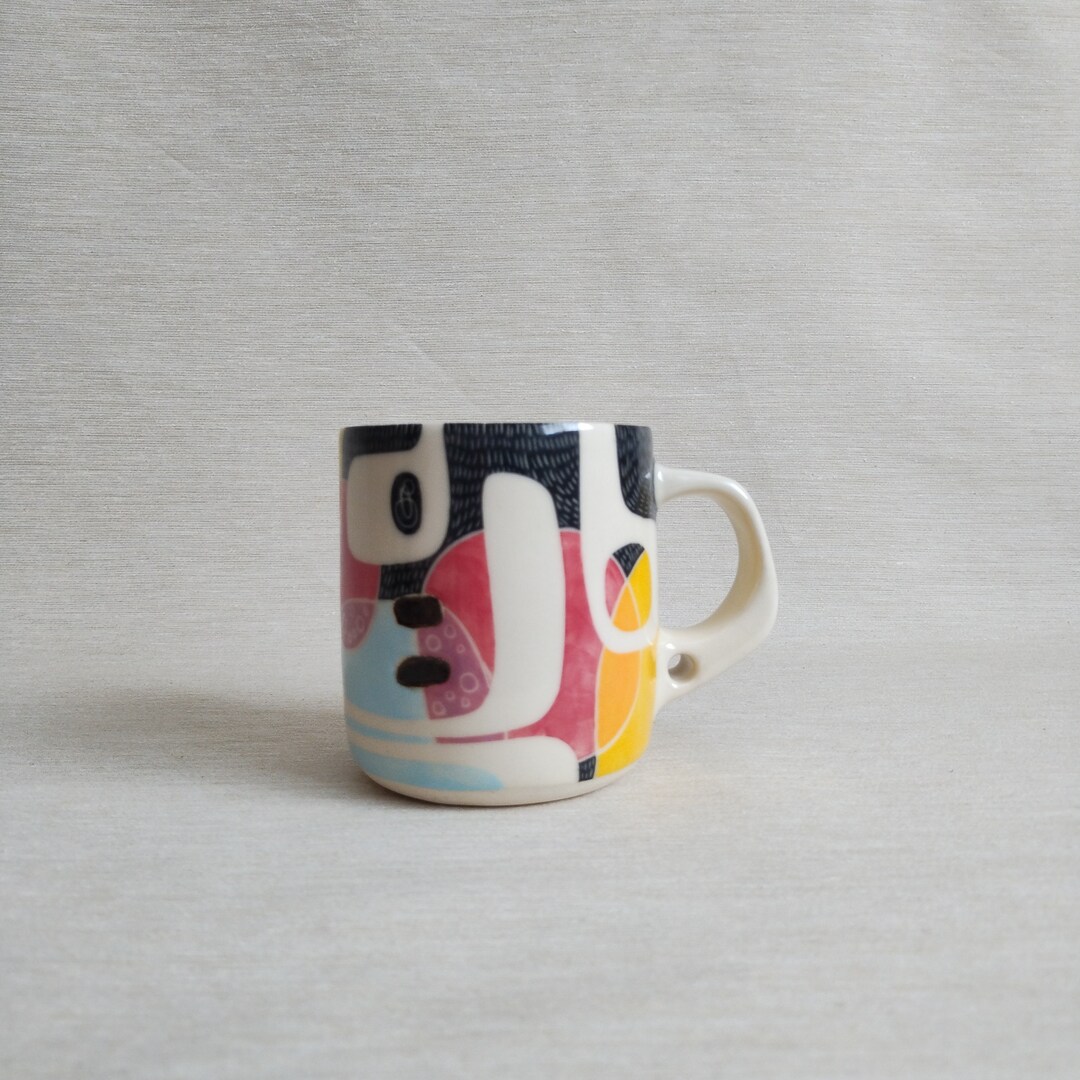 CLEARANCE Handbuilt Porcelain Mug With Underglaze Painting and ...