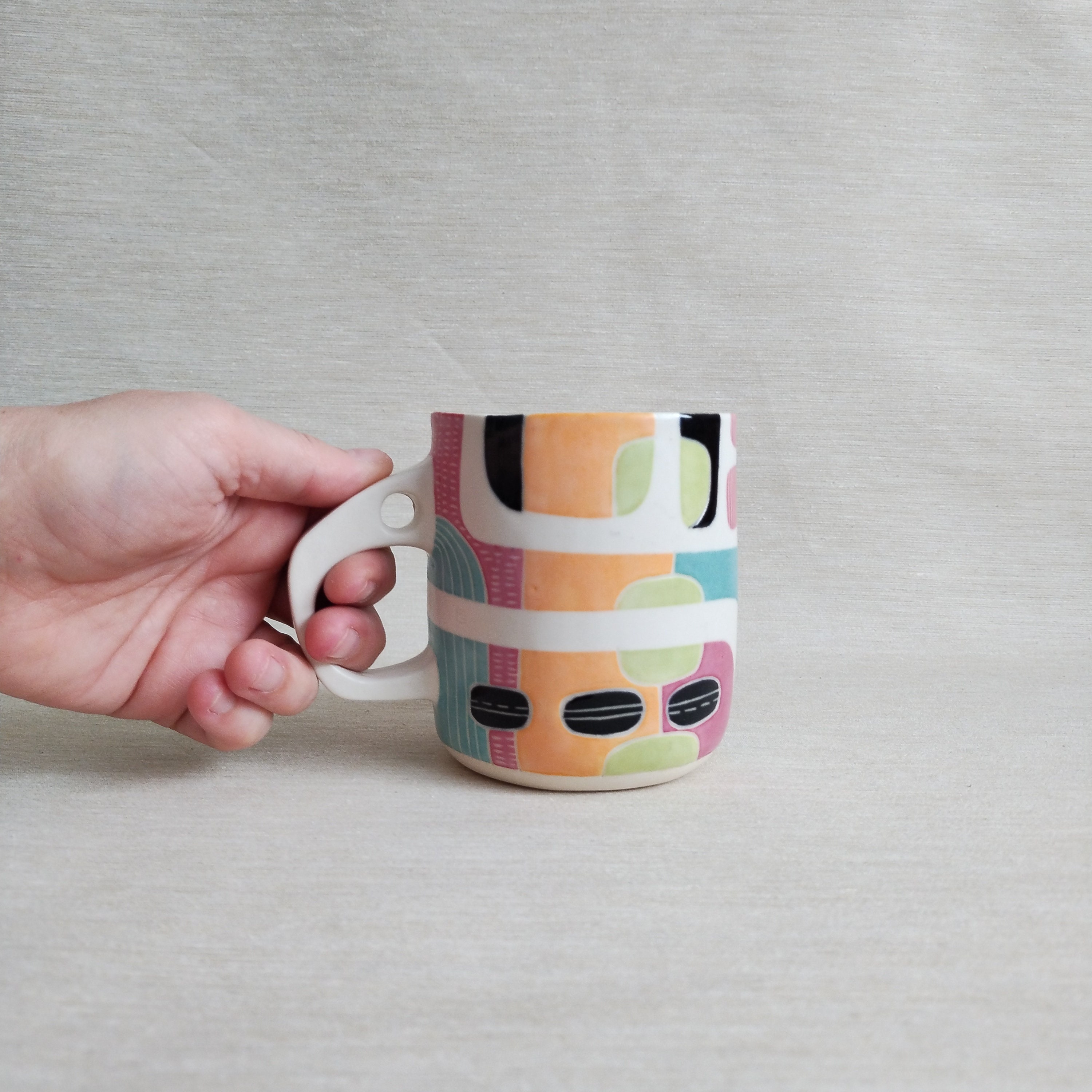 Handbuilt Porcelain Mug With Underglaze Painting and Sgraffito Carving ...