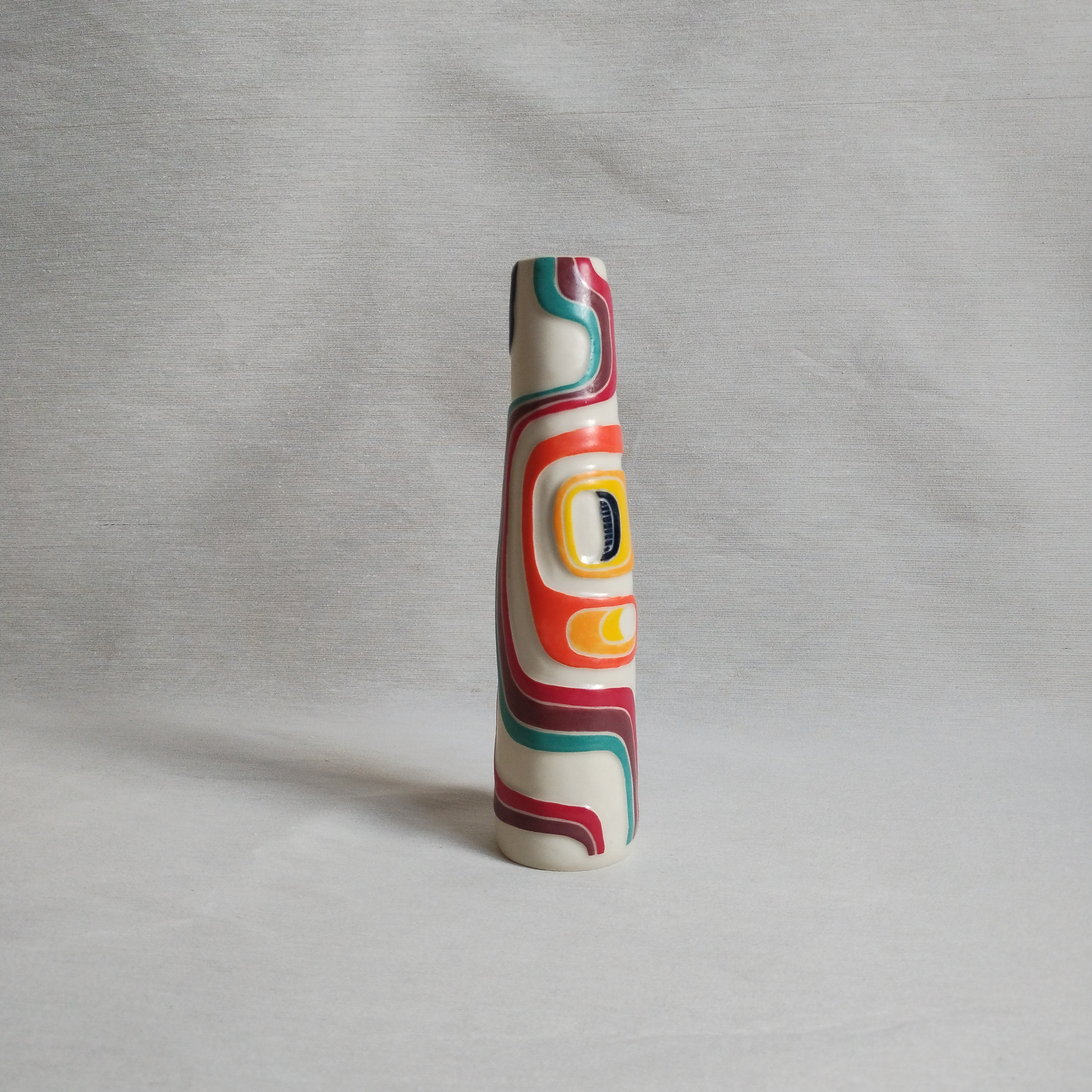 Handbuilt Porcelain Stem Vase, Bud Vase, With Colorful Abstract ...