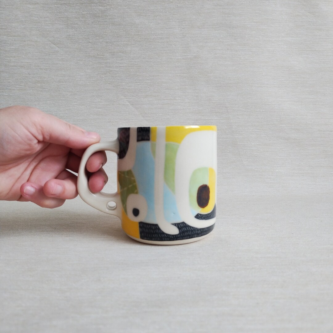 Handbuilt Porcelain Mug With Underglaze Painting and Sgraffito Carving ...
