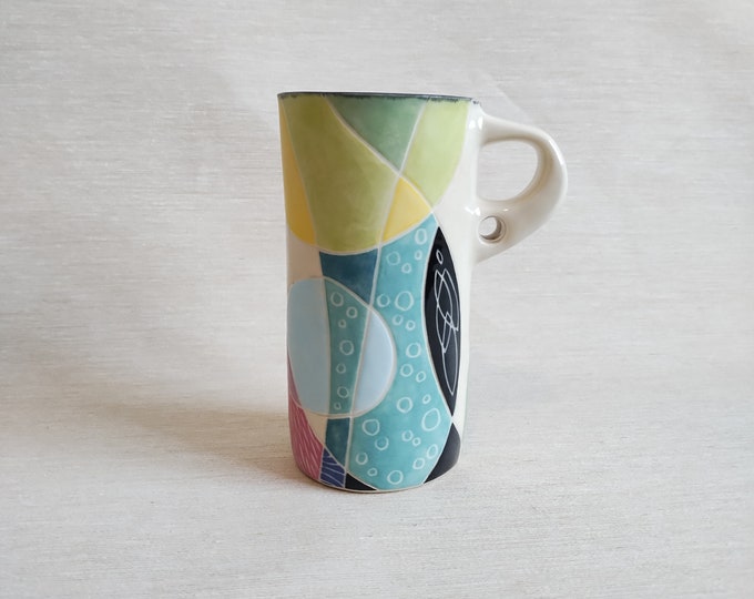 CLEARANCE** Handbuilt Tall Porcelain Mug With One-fingered Handle ...