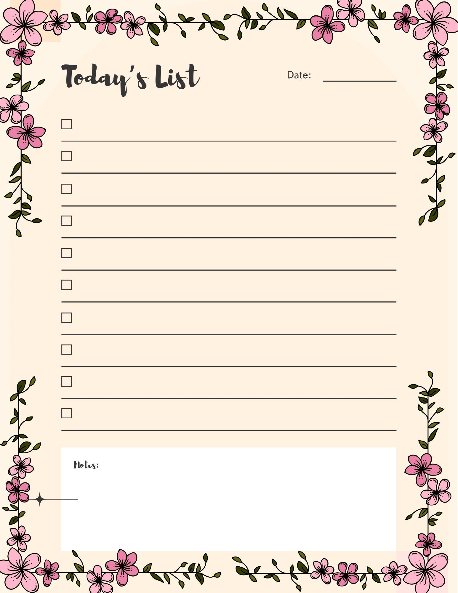 Printable Aesthetic Flower Note Pad to Do List Daily Notes - Etsy