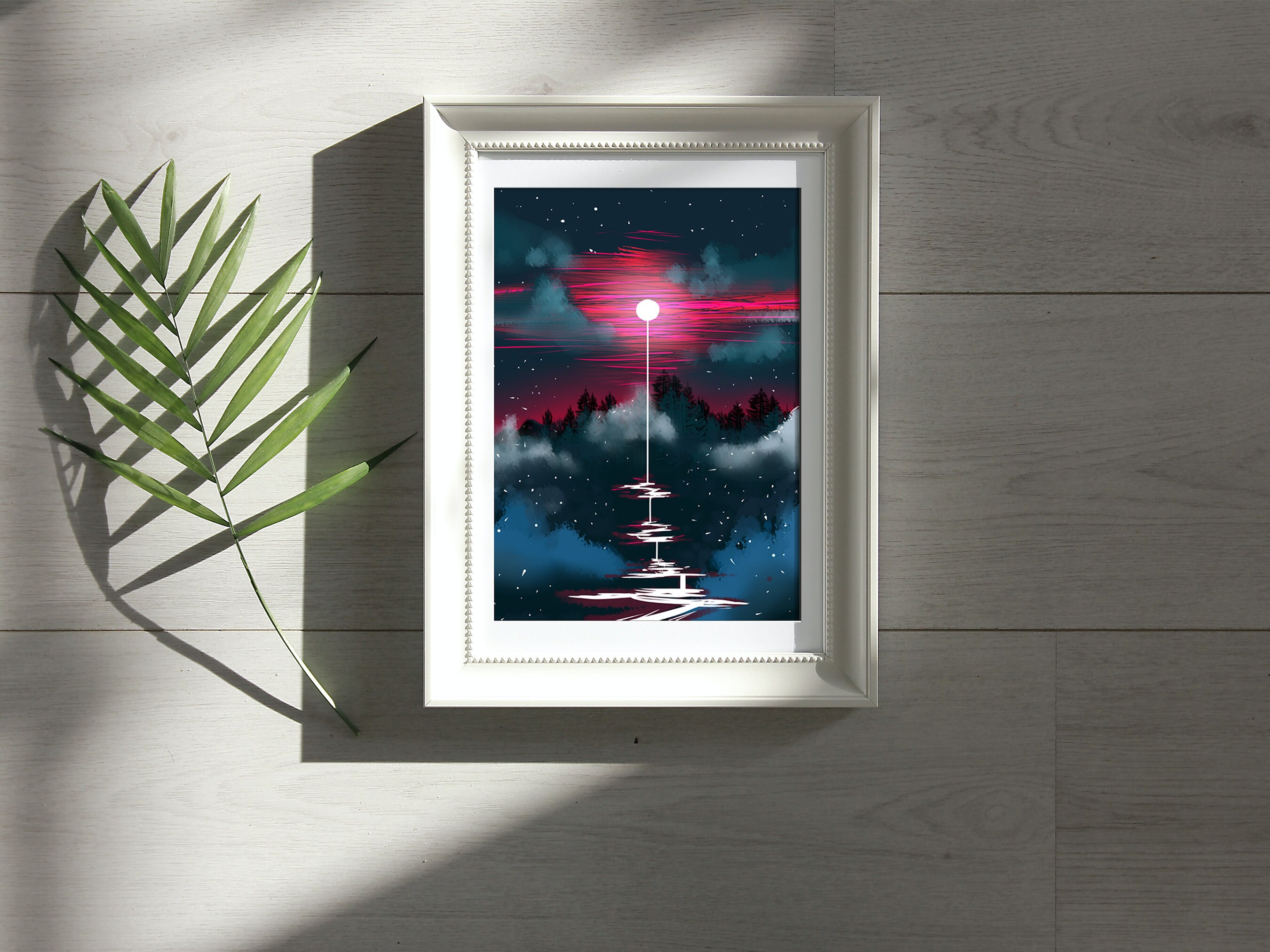 Art Print "melting Moon"| Night Sky Illustration| Full Moon Wall Art ...