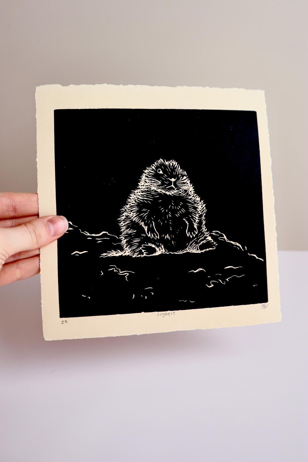 Original Linocut Print "logbert" in Printmaking - Etsy