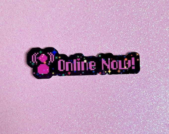 Online Now Sparkly Pink Y2k Myspace 2000s Cute Text Sticker - Etsy