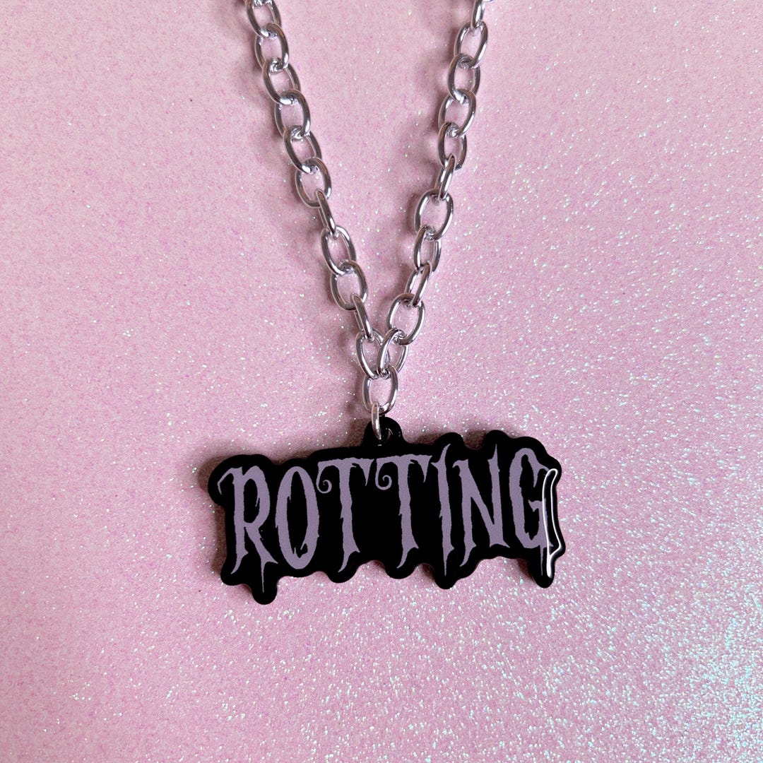 Rotting Pastel Pink Text Alt Spooky Kawaii Chain Necklace - Etsy