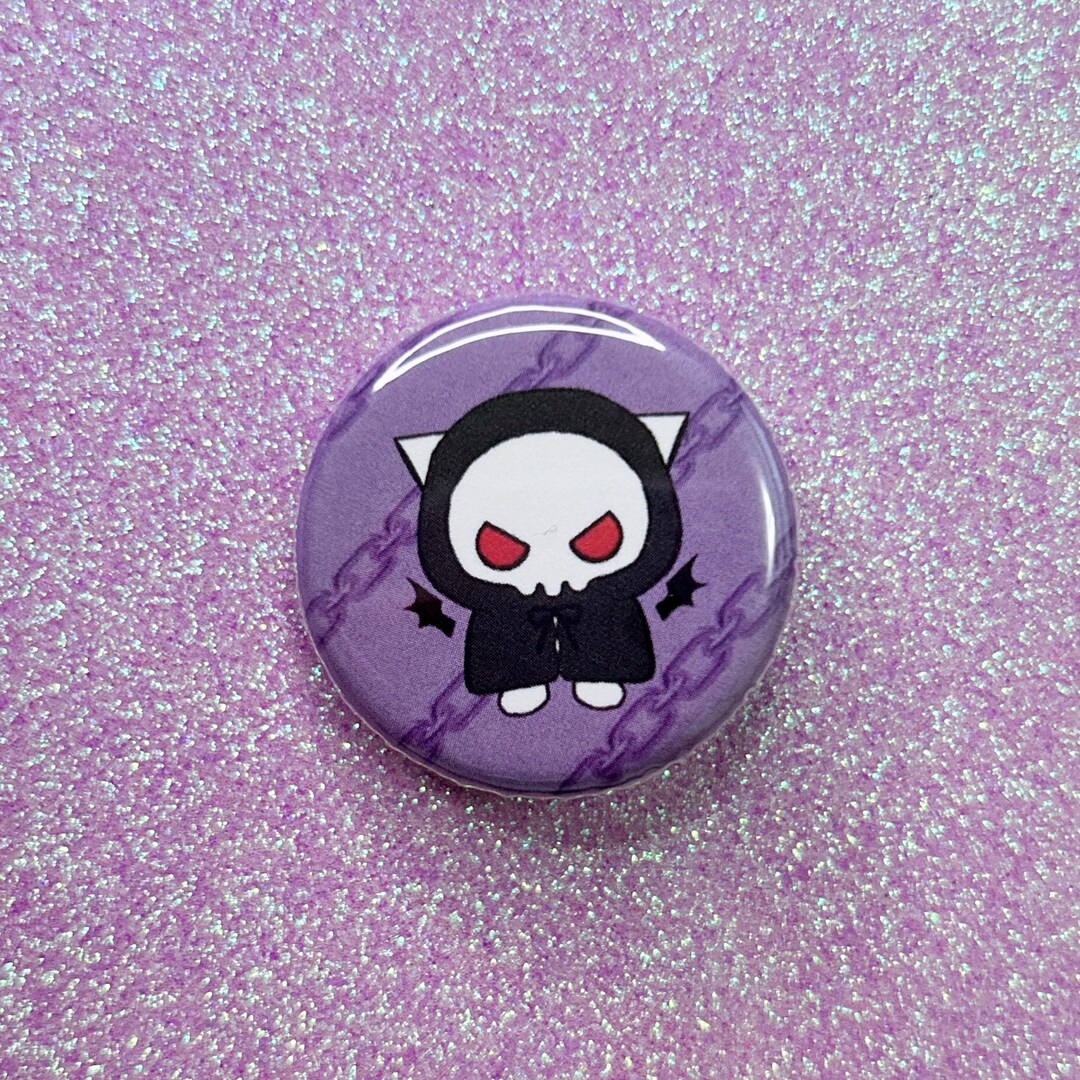 Grimsly Skeleton Kitten Grim Reaper Skull Kawaii Spooky Pin Button - Etsy