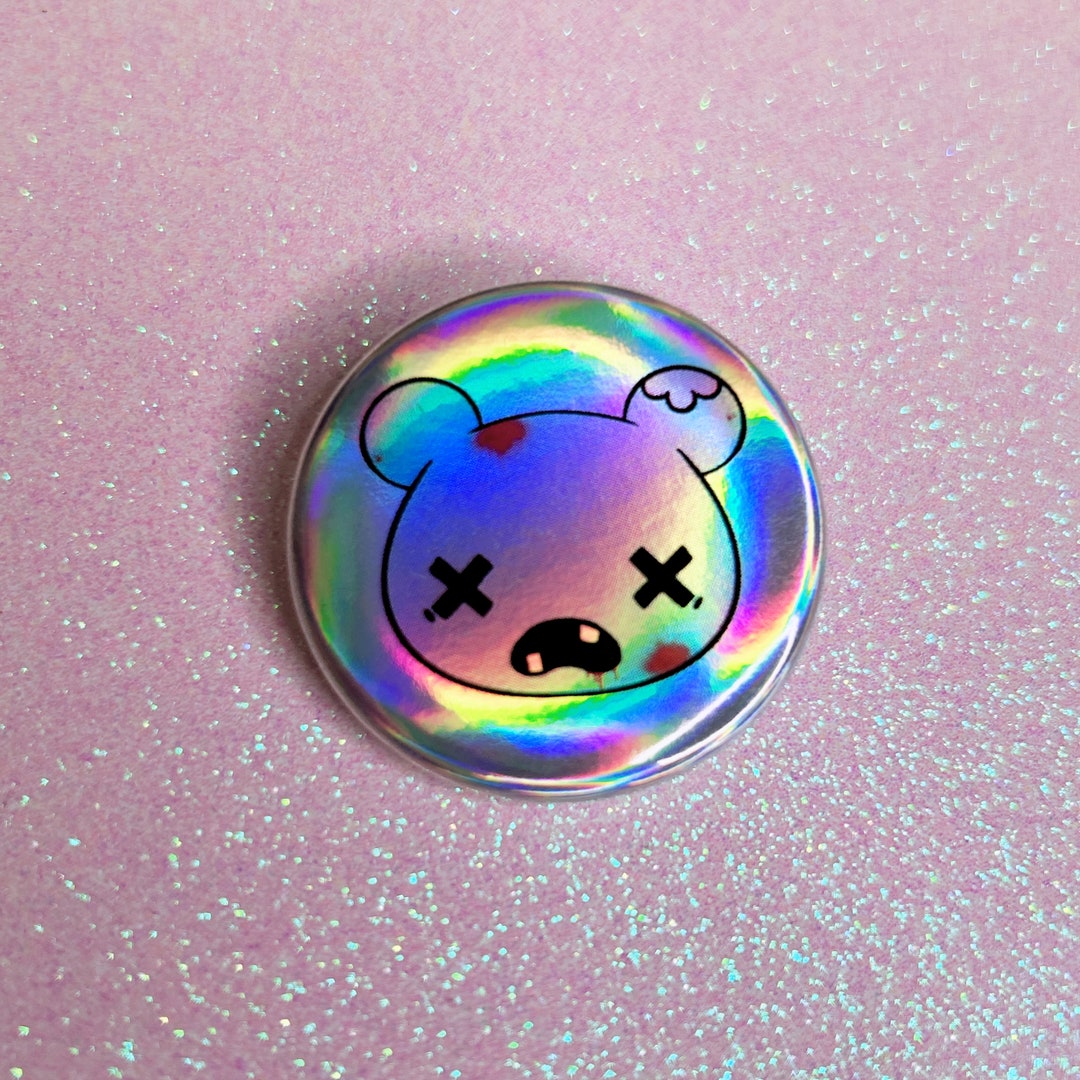 Zomnom Zombie Bear Holographic Spooky Bloody Pin Button - Etsy