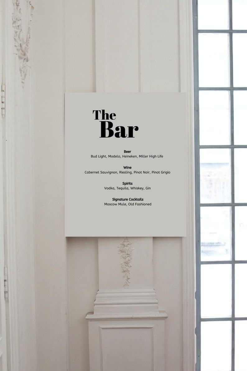 BAR MENU Printable Sign/banner Instant Download Editable - Etsy