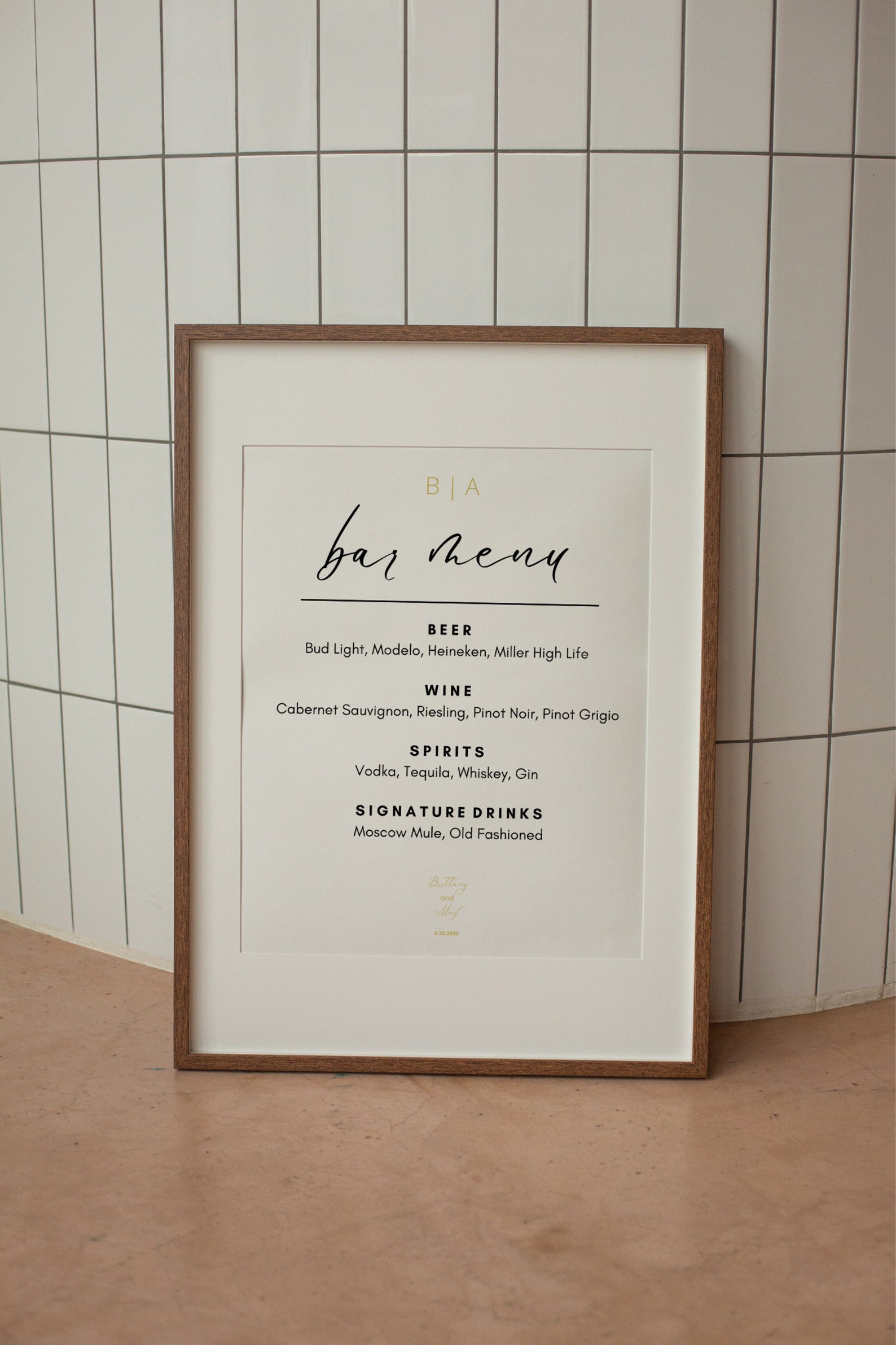 Classic BAR MENU Printable Sign/banner, Instant Download, Editable ...