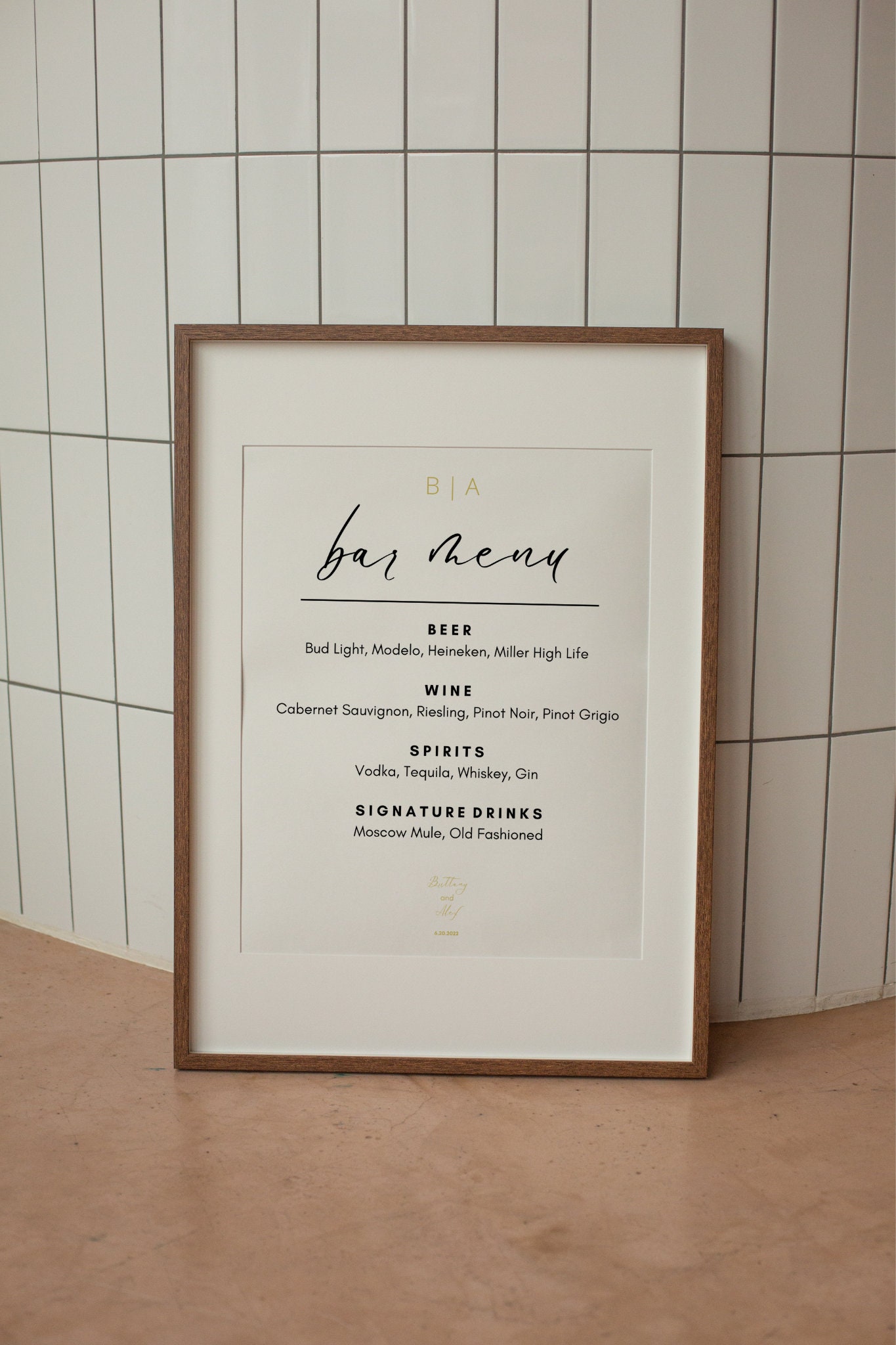 Classic BAR MENU Printable Sign/banner, Instant Download, Editable ...